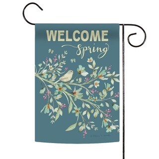 Blue Pink Welcome Spring Birds Outdoor Double Sided Flag 18"x12.5 ...