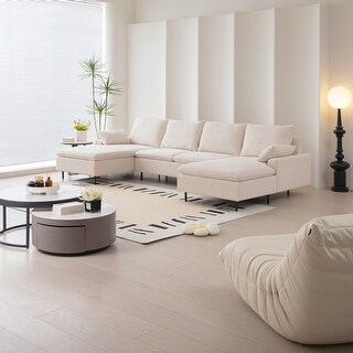 U-Shaped linen sectional sofa with double chaises - Bed Bath & Beyond ...