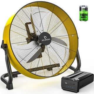 15600mAh Rechargeable Battery Operated Floor Fan, 16" Yellow Industrial ...