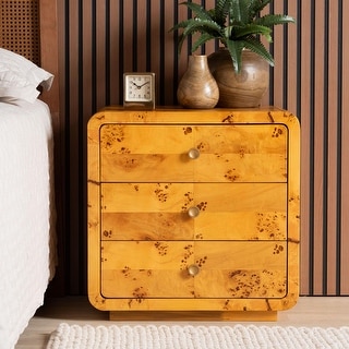 Netra Modern and Contemporary Natural Real Burl Wood Nightstand - Bed ...