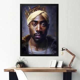 Designart "Celebrity Tupac King Of Rap I" Celebrity Framed Wall Decor ...