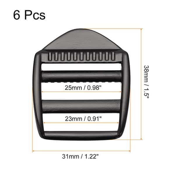 Metal Ladder Buckle Slider Tri-Glider, 6pcs 25mm Inner Size, Gun-black ...