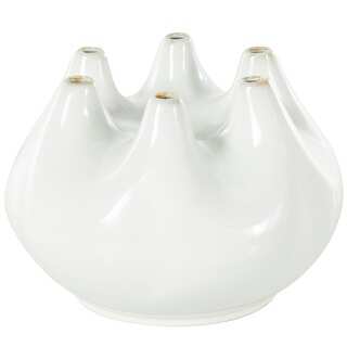 Ceramic Round Wide Decorative Vase with Multiple Openings - White ...