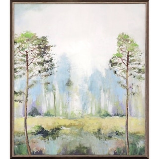 Tall Green Trees II Framed Art with Enhanced Gel Finish No Glass - Bed ...