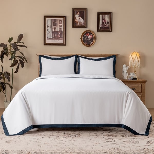 navy border bedding