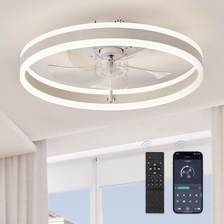 Low Profile Ceiling Fans with Lights, Flush Mount Modern Ceiling Fan ...