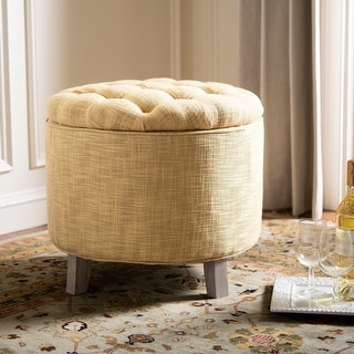 SAFAVIEH Amelia Tufted Light Gold Storage Ottoman - Bed Bath & Beyond ...