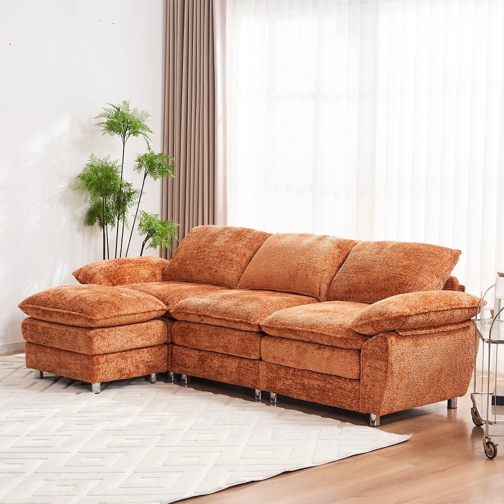 Modern Polyester 3 Seat Sofa with Ottoman for Living Room Bed Bath Beyond 40143338