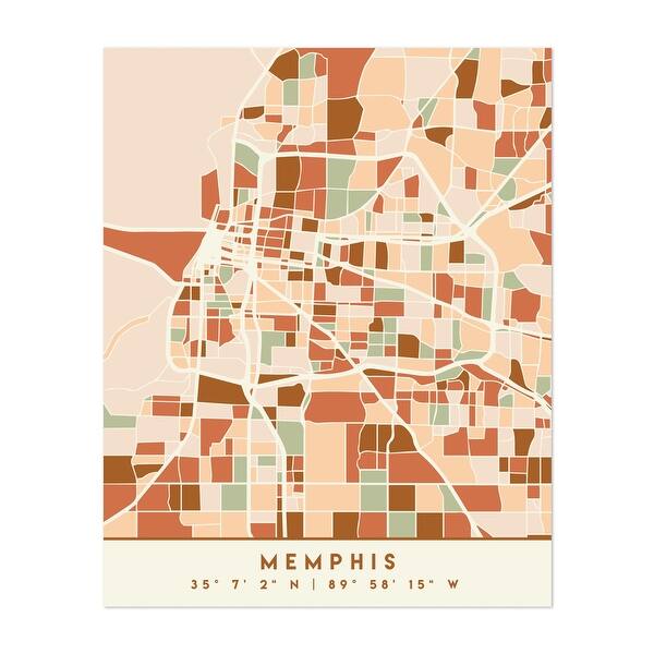 Memphis Tennessee Maps City Cityscape Coordinates Art Print/Poster ...