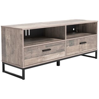 53 Inch TV Media Entertainment Console, 2 Drawers, Replicated Oak ...