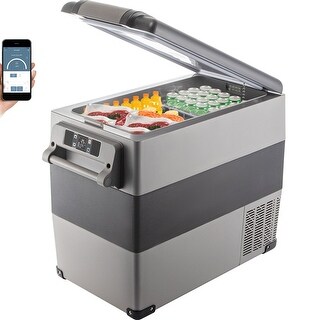 12V Portable Dual Zone Fridge 58 Quart - 12/24V DC/AC Freezer for RV ...