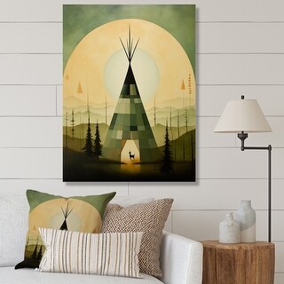 Designart "Green Native Tipi Serenity In Nature I" Native American Art ...