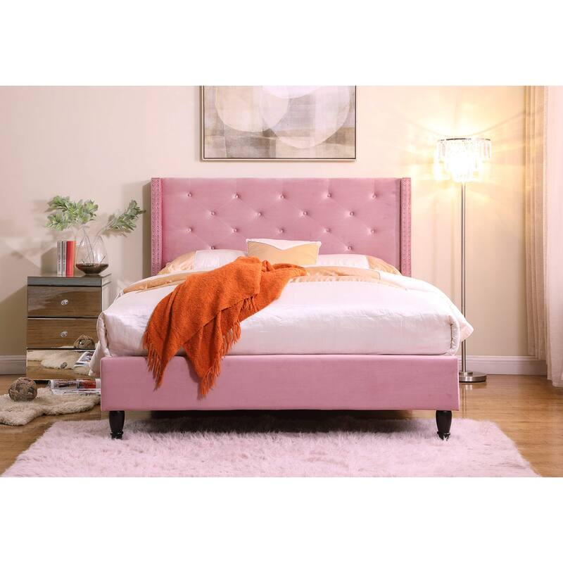 Queen_Pink Platform Bed - Bed Bath & Beyond - 38140137