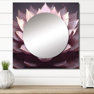 Designart "Blooming Magical Pink Lotus III" Lotus Wall Mirror - Floral ...