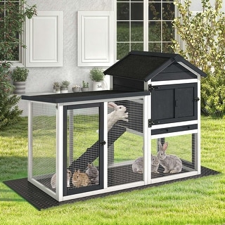 Moasis 50" Wooden Rabbit Hutch Bunny Cage with Waterproof Asphalt Roof ...