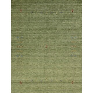 Green Tribal Gabbeh Oriental Area Rug Hand-Knotted Wool Carpet - 7'10"x ...