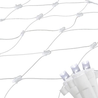 2' x 8' LED Wide Angle Net Style Column Wrap Christmas Lights White ...