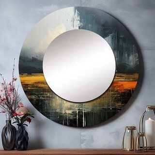 Designart "Dark Drama Bold Storm I" Landscapes Large Round Mirror ...