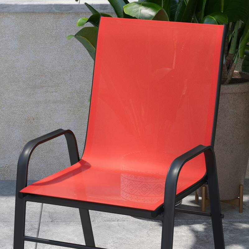 Outdoor Stacking Sling Patio Chairs (Set of 4) - Overstock - 31872232