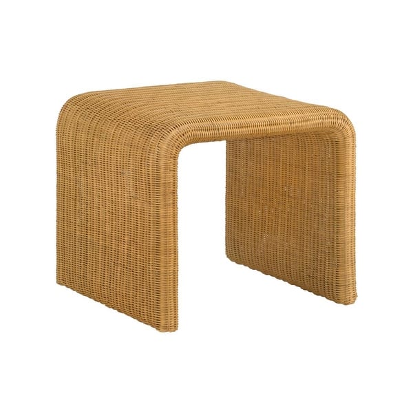 Square Rattan End Table with Rounded Waterfall Edges in Natural - Bed ...