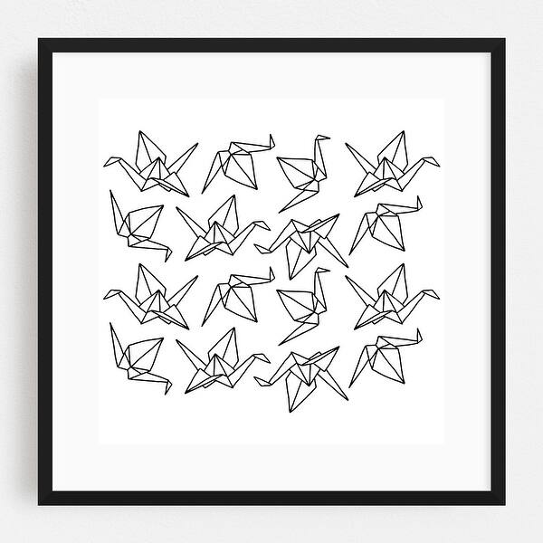 Origami Cranes Pattern Drawing Abstract Birds Art Print/Poster - Bed ...