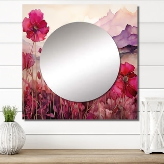Designart "Perfectly passionate flowers field" Flower Wall Mirror ...