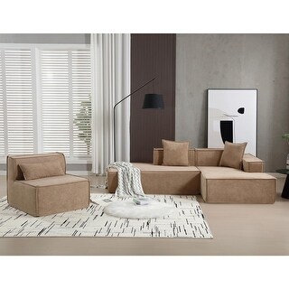 Living Room Light Brown Modular Sleeper Sectional Sofa with Chaise ...