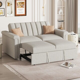 Polyester Convertible Sofa 2-in-1 Sleeper Sofa Bed 2-Seat Adjustable ...