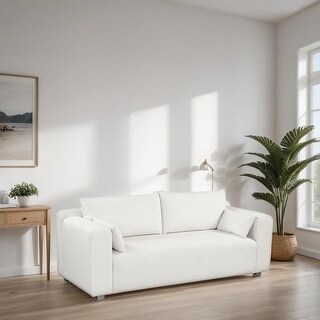 Modern Loop Yarn Fabric Loveseats Sofa with Extra Wide Domed Arms - Bed ...