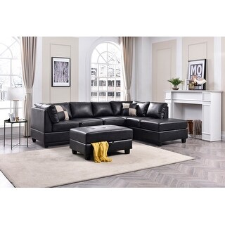 Sectional (3 Boxes), Black, PU, 111x78x34 inches, 207 lbs, Comfort ...