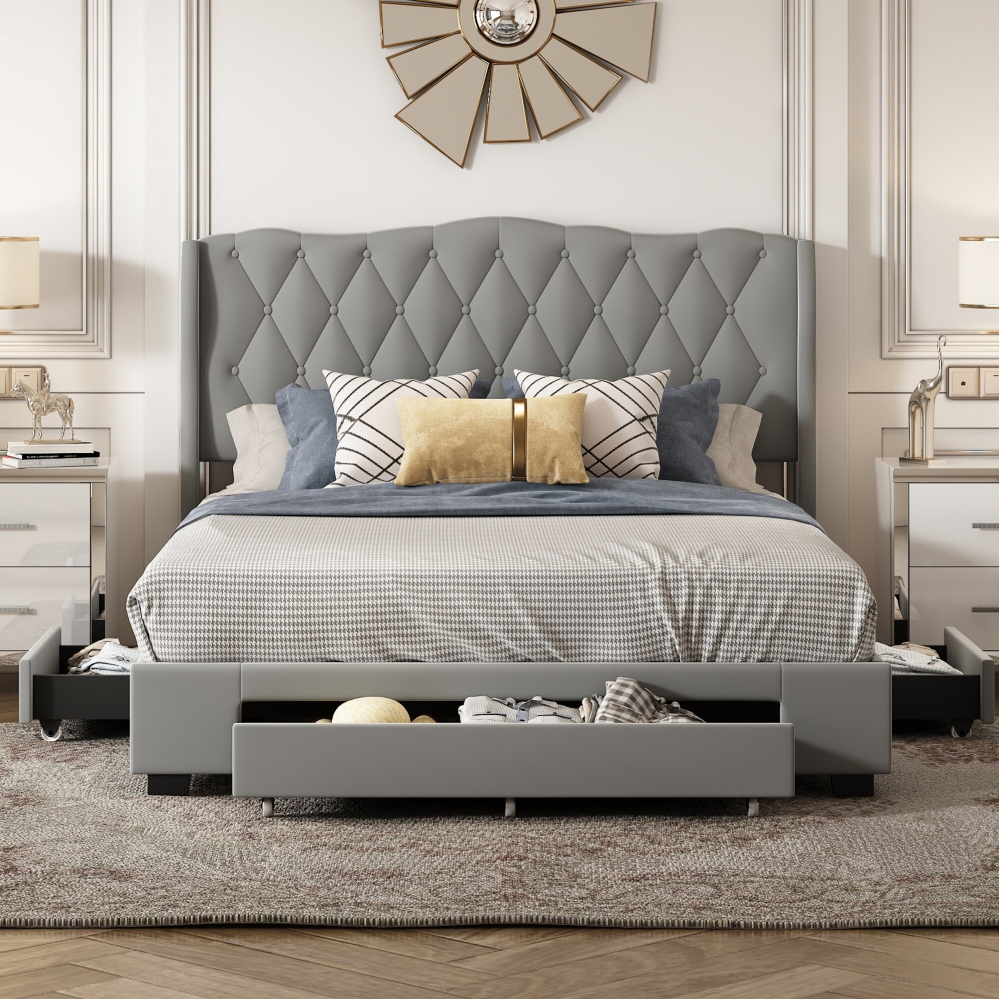 Retro queen bed frame store