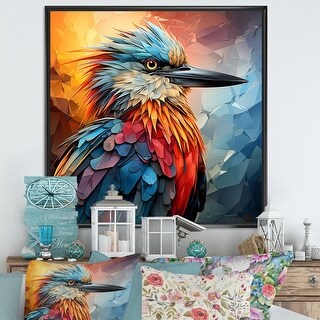 Designart "Bird Cubist Skies I" Animals Bird Framed Wall Decor - Bed ...