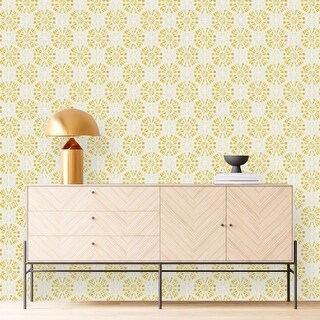 Brightly Yellow Pattern Wallpaper Peel and Stick and Prepasted - Bed ...