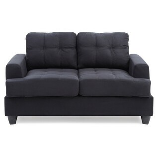 Flared Arm Microfiber Tufted Straight Sofa - 58" - Black - Bed Bath ...