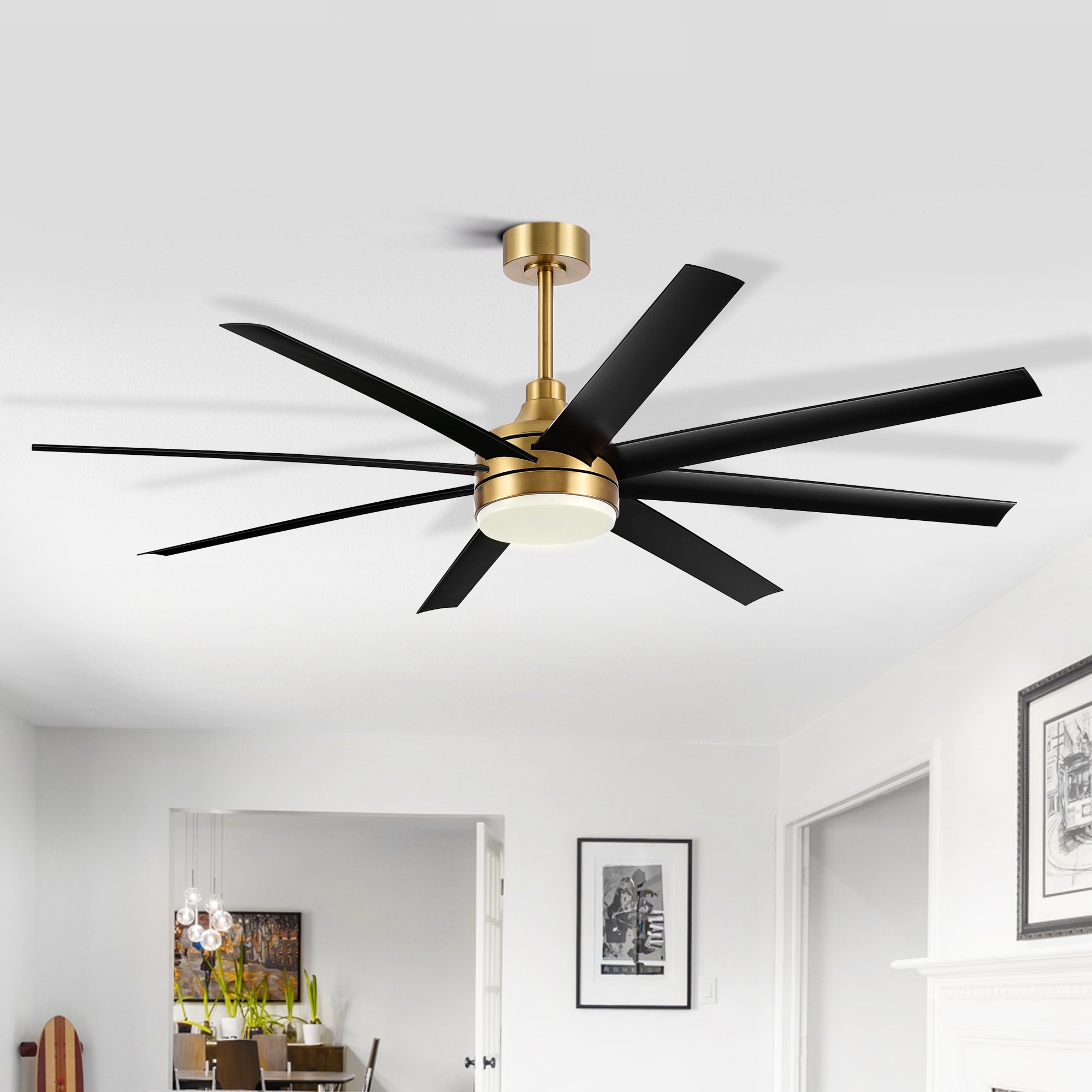60 in. LED Indoor Gold Ceiling Fans with Light and Remote Control - On Sale - Bed Bath & Beyond ...
