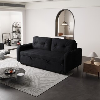 Hydraulic System Convertible Sleeper Sofa with Storage, Tufted Button ...
