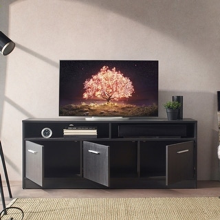 63" TV Stand Entertainment Center with 3 Doors for Livingroom/Bedroom ...