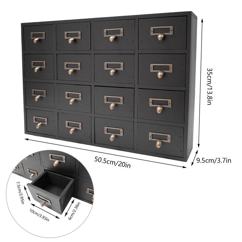 Traditional 16 Drawers Wood Apothecary Chest Storage Cabinet ...