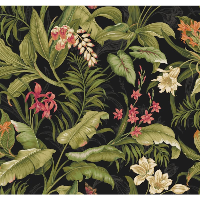 Waverly Black & Green Wailea Coast Peel and Stick Wallpaper - On Sale ...