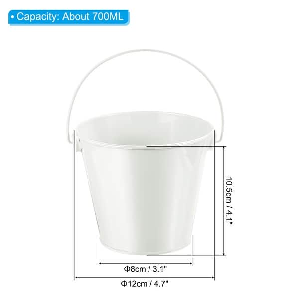 4Pcs 5"x4" Small Metal Bucket Colorful Mini Buckets with Handles White ...