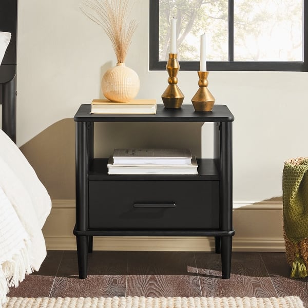 Walker Edison Mid-Century Modern Solid Wood Spindle Nightstand - Bed ...