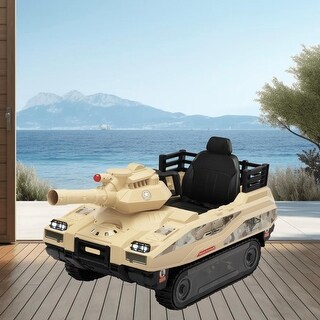 24V Electric Thunder Tank Ride-On Car with Rotating Turret, Cannon ...