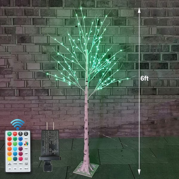 6Ft Lighted Birch Tree for Christmas Decor, 18 Colors Birch Tree with ...