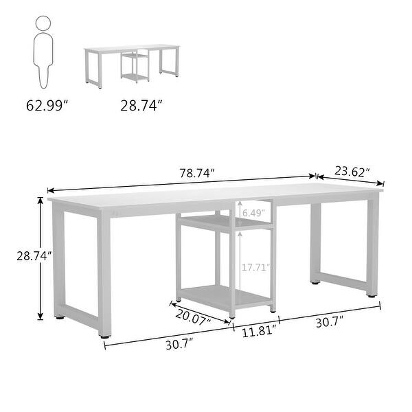 2-Person Desk Workstation Desk for Home Office with Shelf - Bed Bath ...