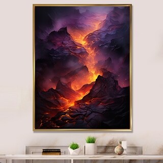Designart "Volcano Volcanic Glow" Volcano Framed Wall Art Living Room ...