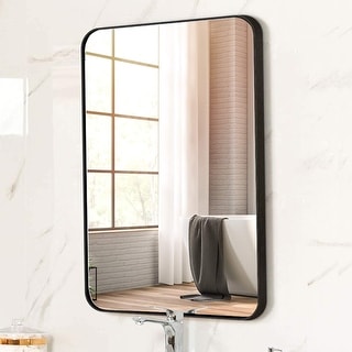 Metal Framed Rounded Corner Rectangular Wall Mount Mirror - Bed Bath ...