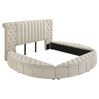 Sonya Upholstered Round Storage Bed Ivory - Bed Bath & Beyond - 42082223