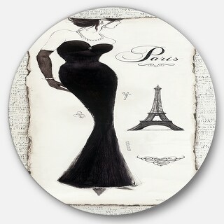 Designart 'Elegance Glam Paris Diva I' Glam Metal Circle Wall Art - Bed ...