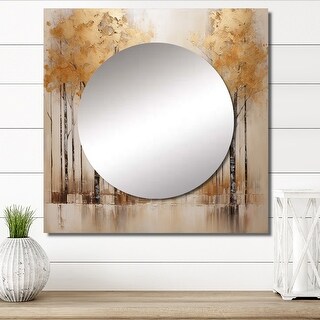 Designart "Minimalism Beige And Gold Forest" Forest Wall Mirror ...