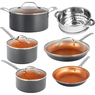 10 Piece Pots and Pans Set with Ultra Nonstick Diamond Surface - Bed ...